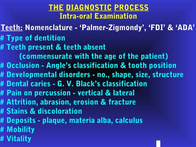 Oral diagnostic process (part -3) | PPT