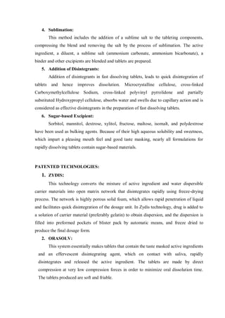 ORAL DISINTEGRATING TABLETS INTRODUCTION ADVANTAGES AND DISADVANTAGES | PDF