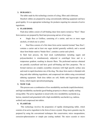 ORAL DISINTEGRATING TABLETS INTRODUCTION ADVANTAGES AND DISADVANTAGES | PDF