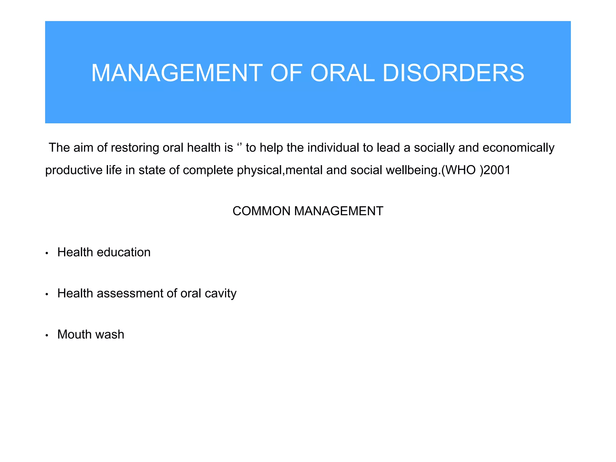 Oral disorders ppt. | PPTX
