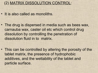 Oral & dissolution controlled release system | PPT