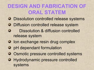 Oral & dissolution controlled release system | PPT