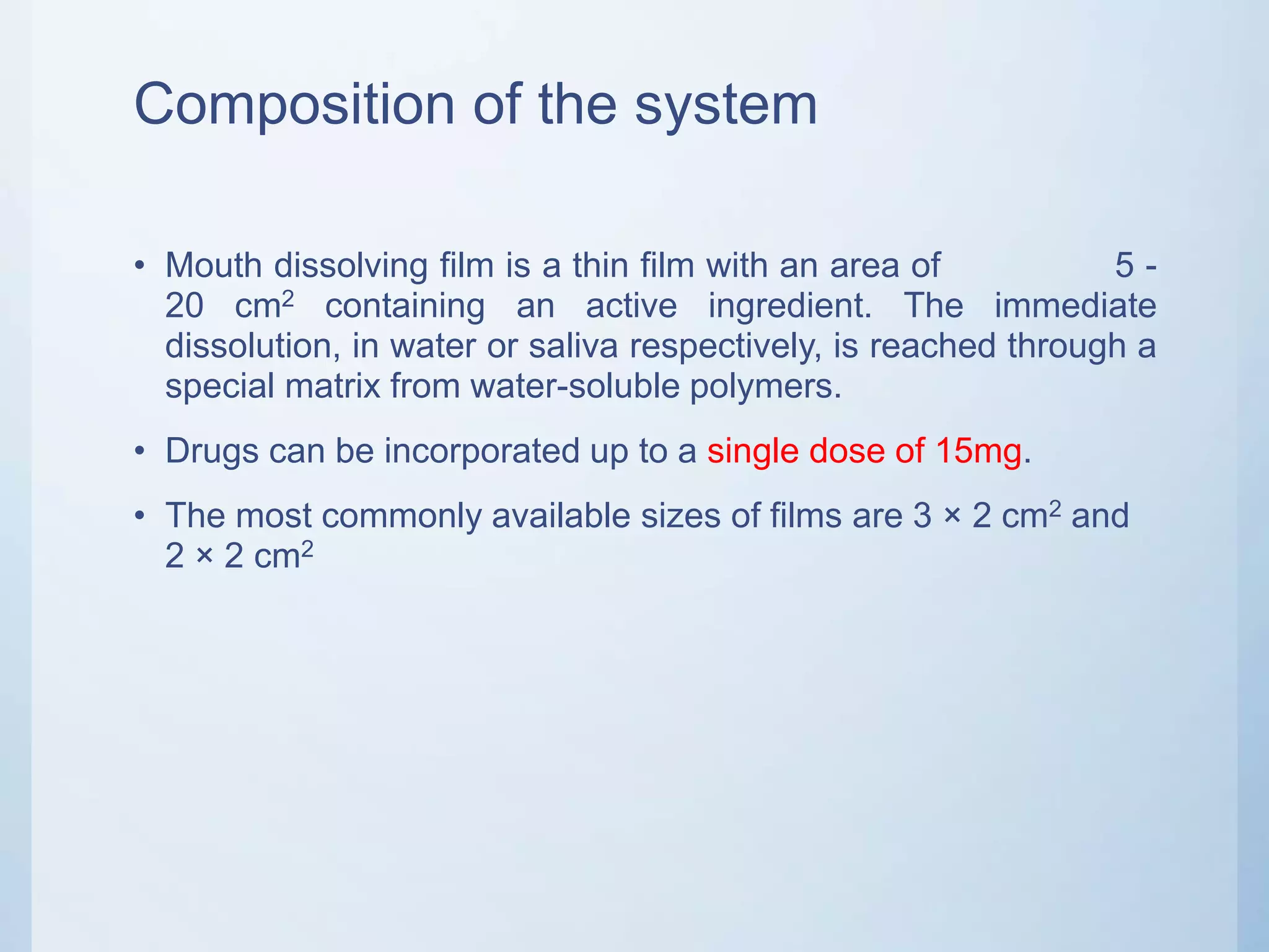 Thin film drug delivery (Oral dissolve film ) | PPTX
