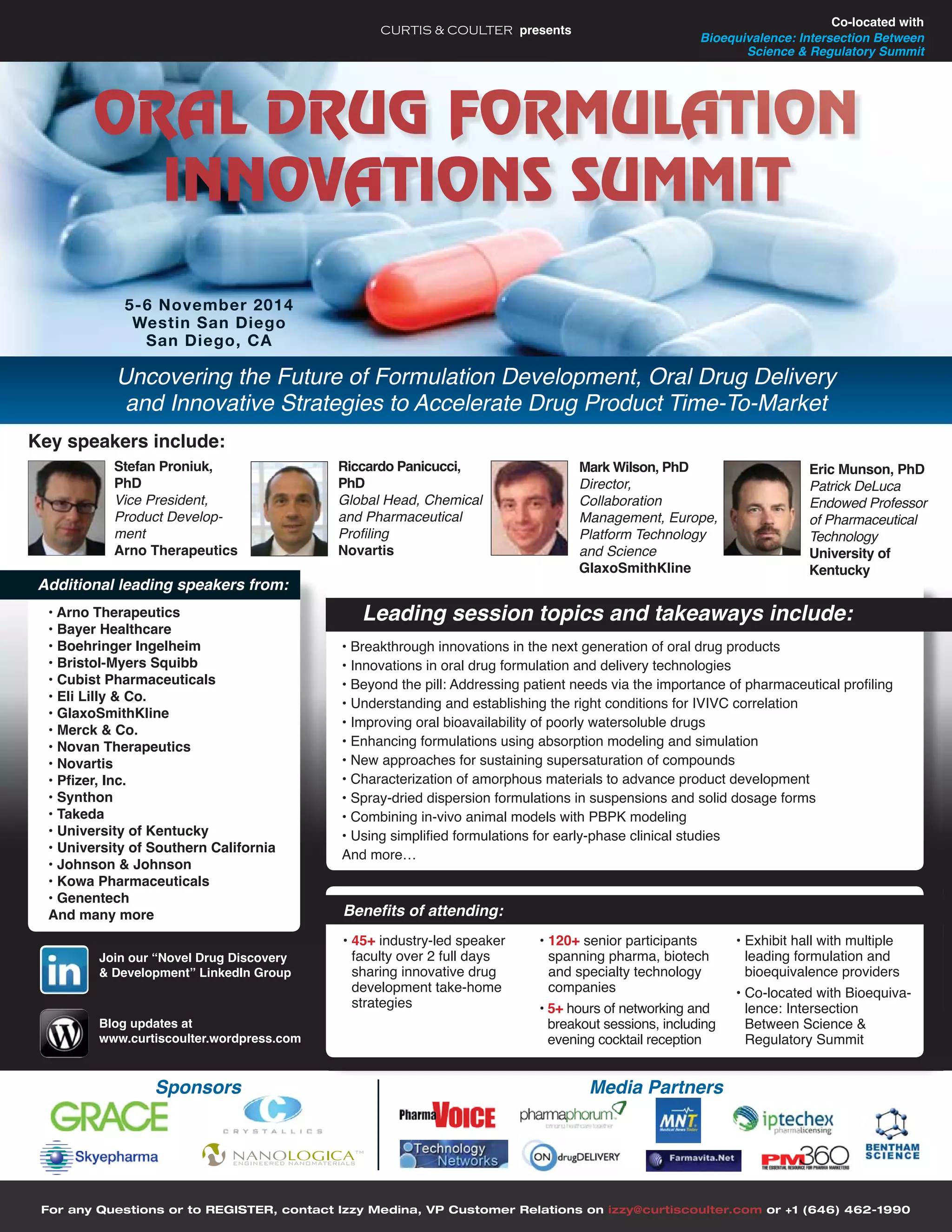 Oral Drug Formulation Innovations 2014 | PDF | Business Expos & Conferences | Events