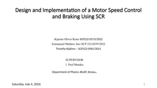 Design and Implementation of SCR-Based Motor Speed Control and Braking ...