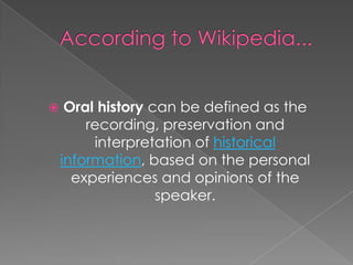Oral Histories | PPT