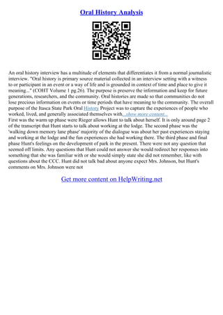 Oral History Essay | PDF