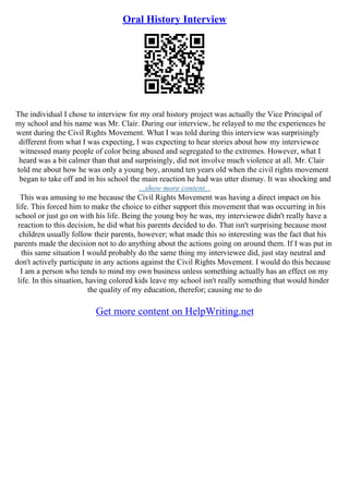 Oral History Essay | PDF | College Education | Education