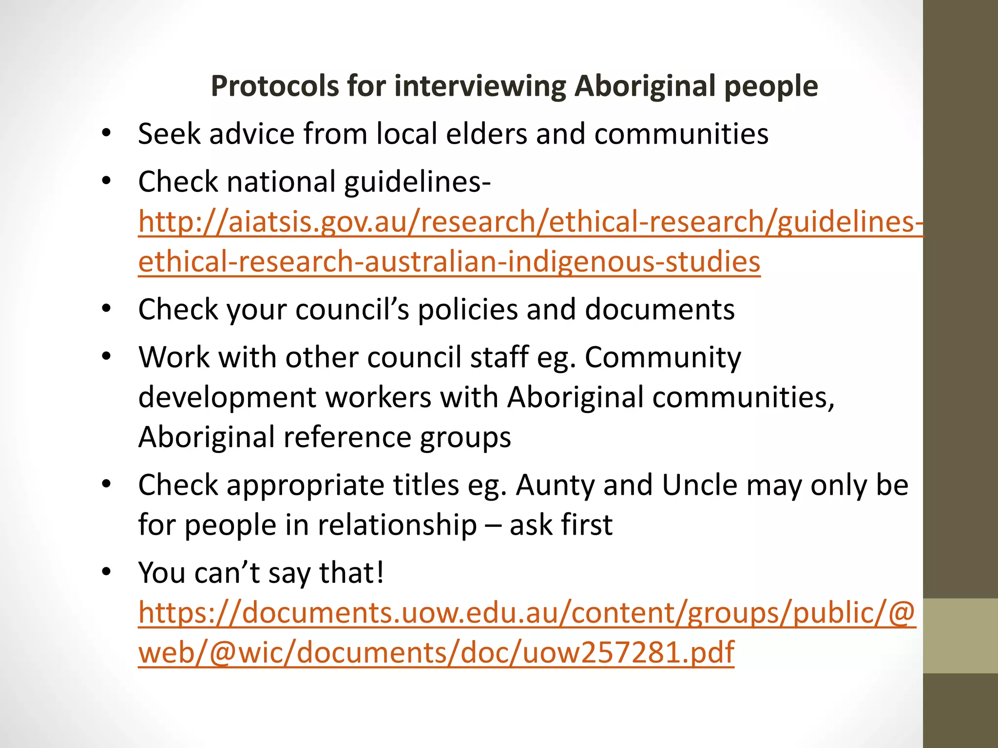 Oral history interviews with Aboriginal people | PPTX