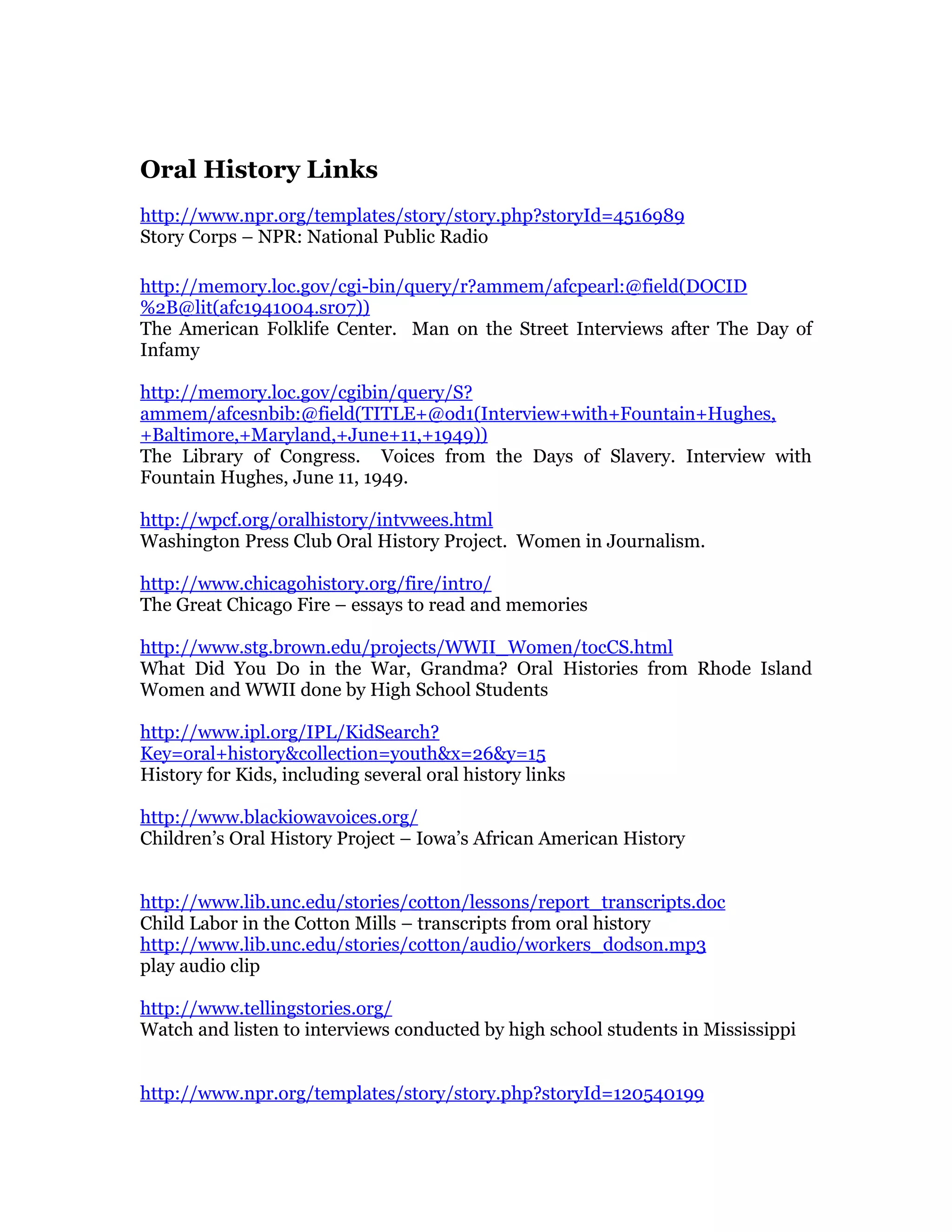 Oral history online | DOC | Public Radio | Talk Radio