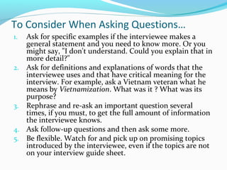 Oral history project | PPT | Resume Writing and Advice | Job Search