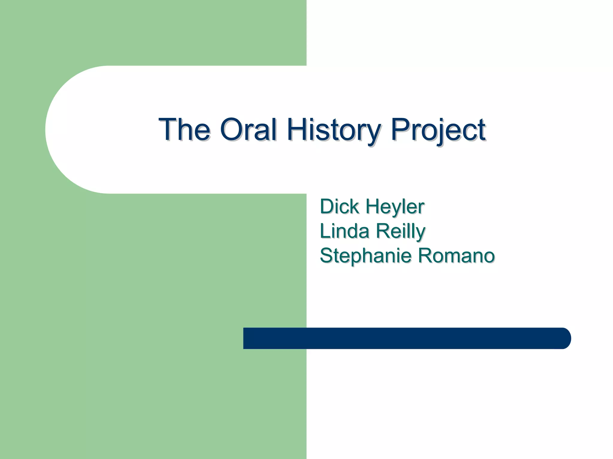 Oral history project explanation | PDF