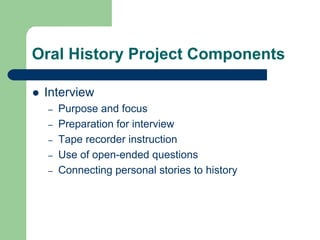 Oral history project explanation | PDF