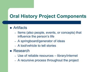 Oral history project explanation | PDF