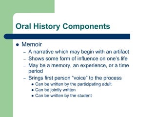 Oral history project explanation | PDF