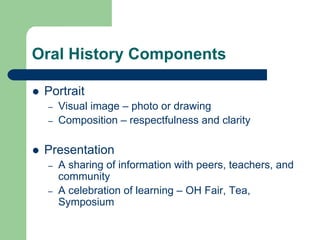 Oral history project explanation | PDF