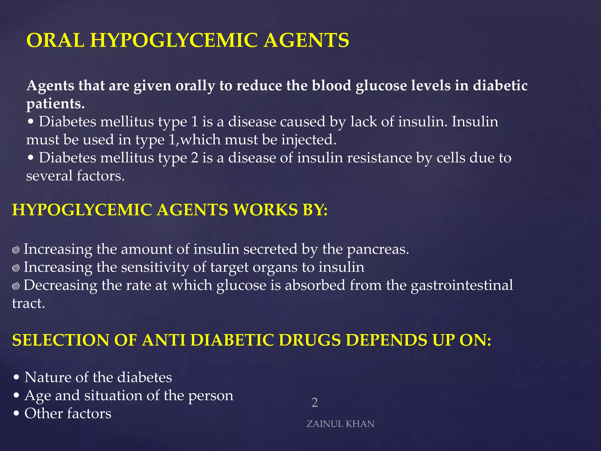 Oral hypoglycemic agents | PPTX