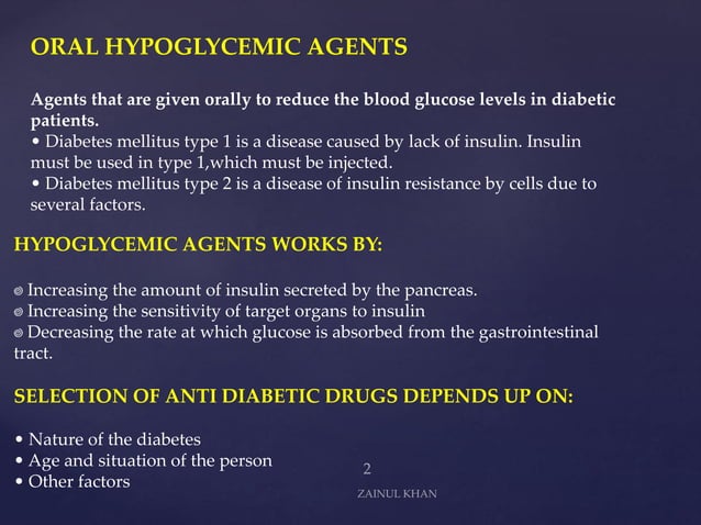 Oral hypoglycemic agents | PPTX