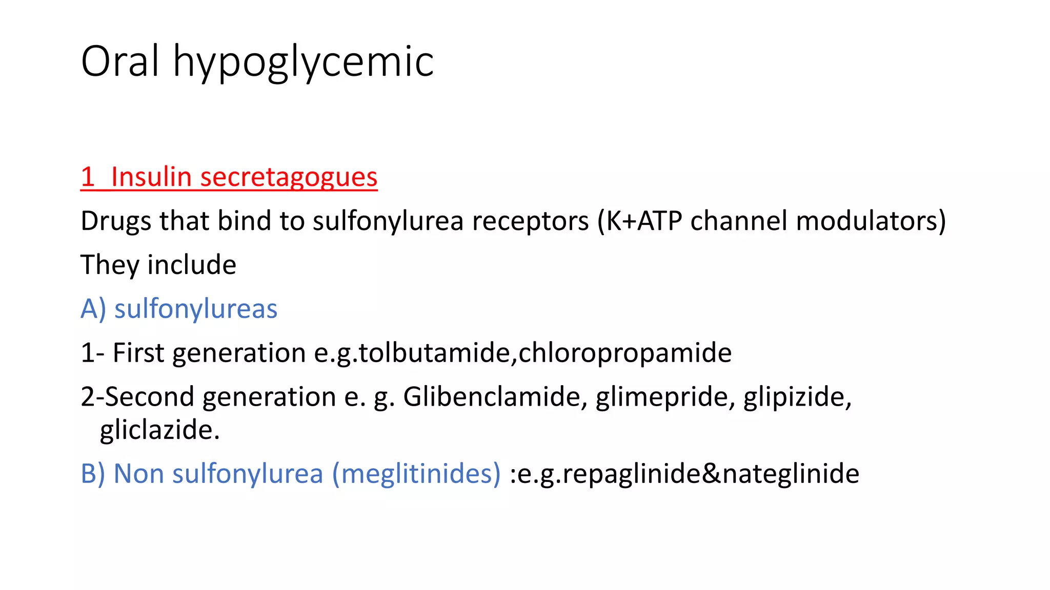 Oral hypoglycemic drugs | PPTX