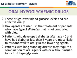 Oral hypoglycemics or Antidiabetic drugs | PPTX