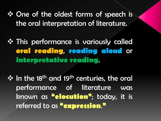 Oral interpretation | PPTX | Poetry | Books and Literature