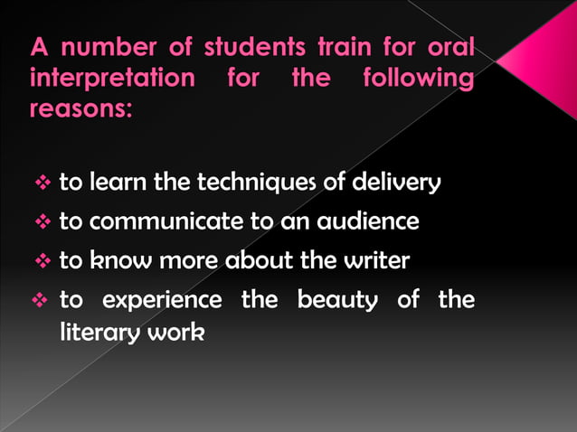 Oral interpretation | PPTX | Poetry | Books and Literature