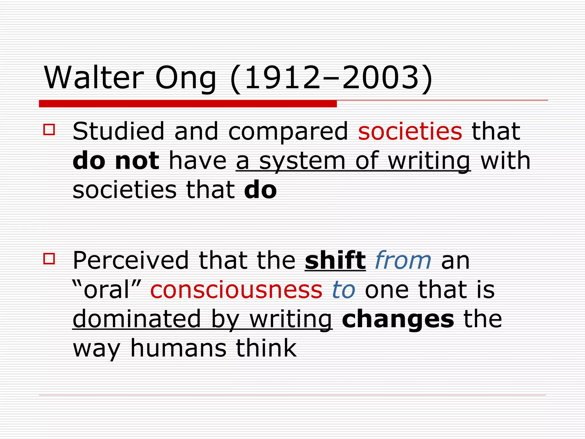 Orality and Literacy | PPS