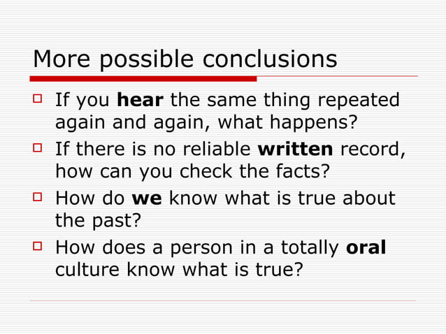 Orality and Literacy | PPS