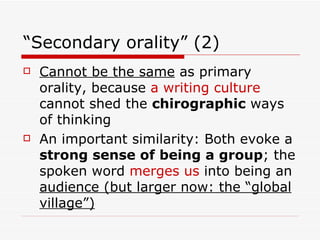 Orality and Literacy | PPS