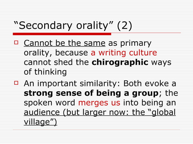 Orality and Literacy | PPS