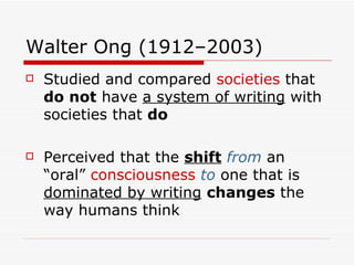 Orality and Literacy | PPS