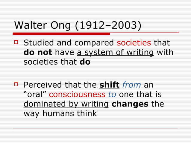 Orality and Literacy | PPS