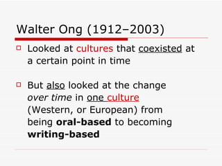 Orality and Literacy | PPS