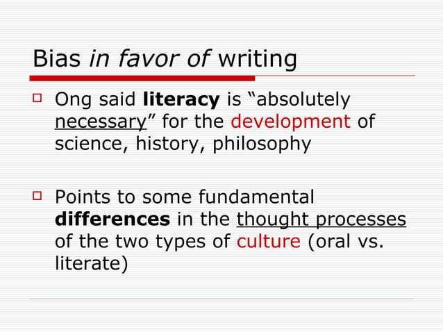 Orality and Literacy | PPS