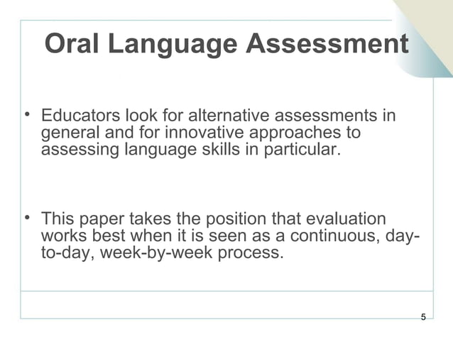 Oral Language Assessment In The Classroom 20080415 | PPT