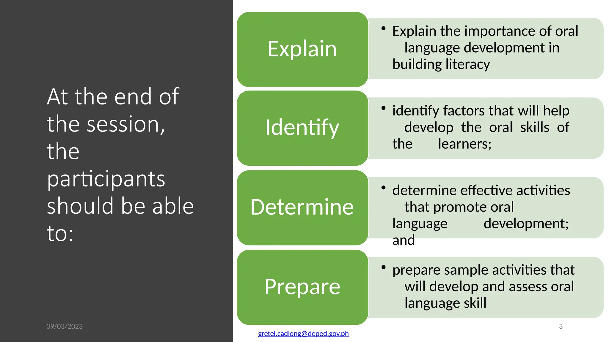 ORAL LANGUAGE DEVELOPMENT.literacy education | PPTX