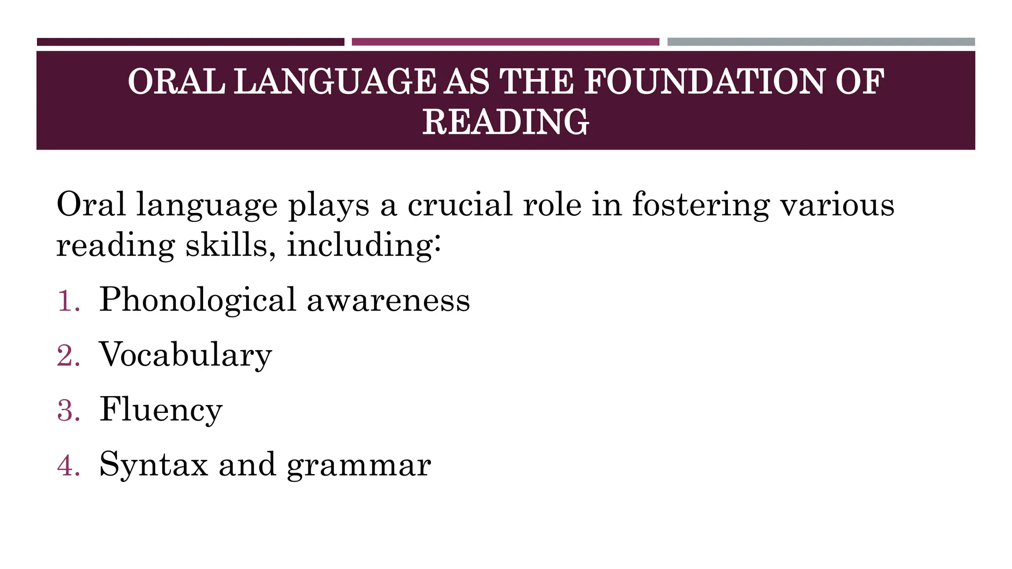 Oral language as the foundation of reading pptx | PPTX