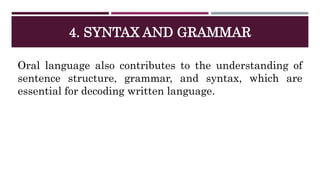 Oral language as the foundation of reading pptx | PPTX
