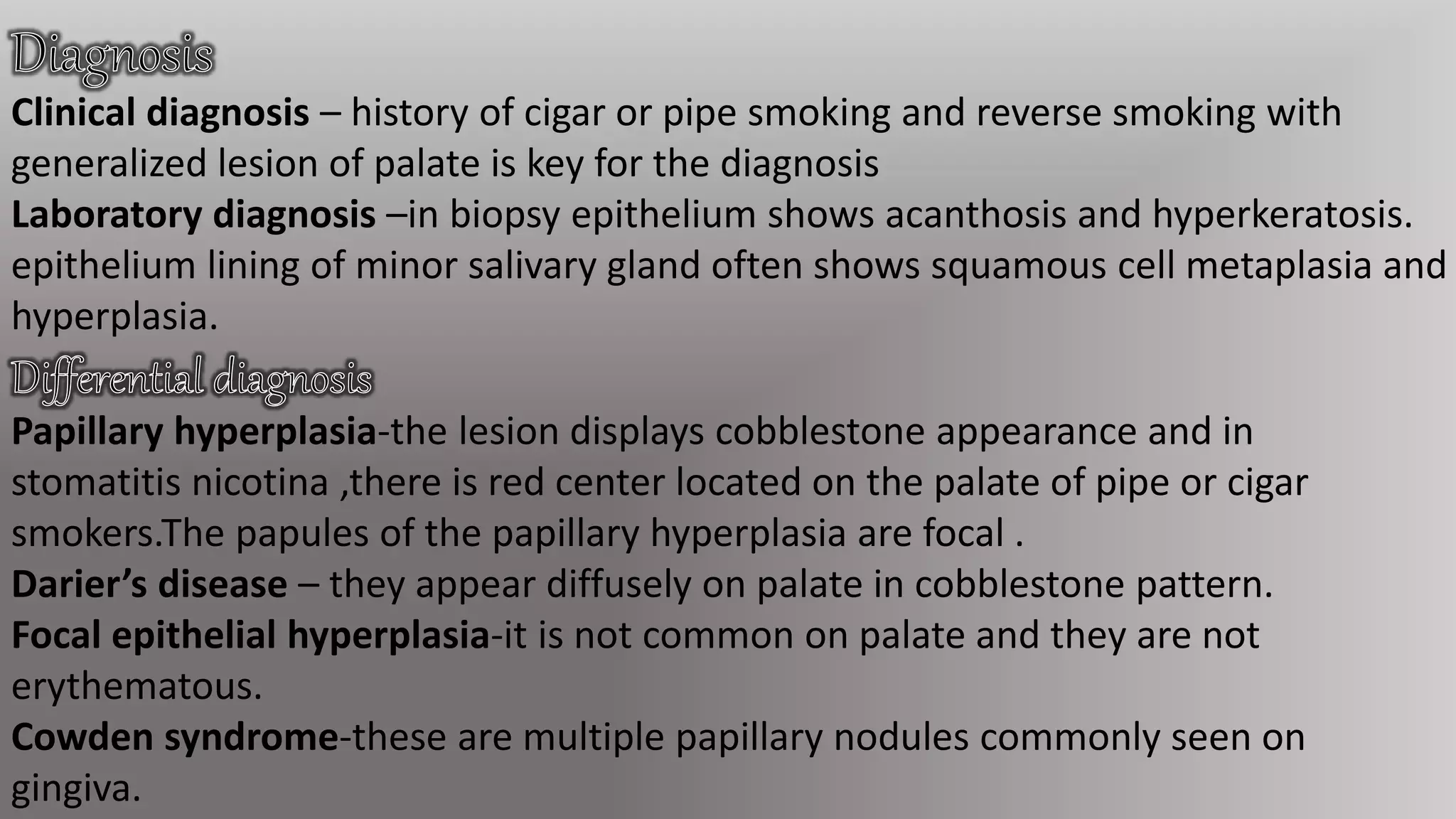 Oral lesions associated with the use of tobacco | PPTX