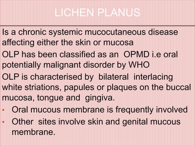 Oral lichen planus | PPTX | Skin and Dermatology | Diseases and Conditions
