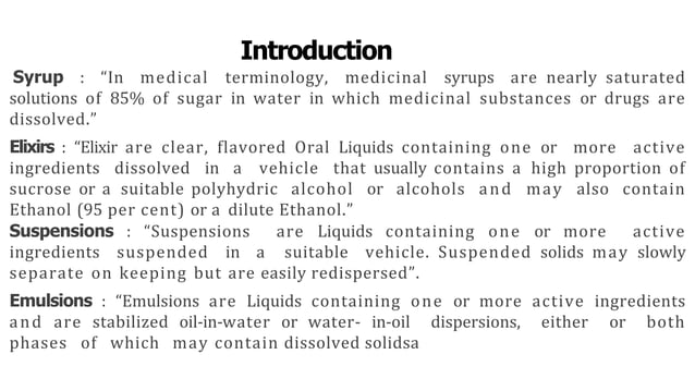 oral liquids, syrup, suspension, emulsion.pptx | Pharmaceutical Drugs ...