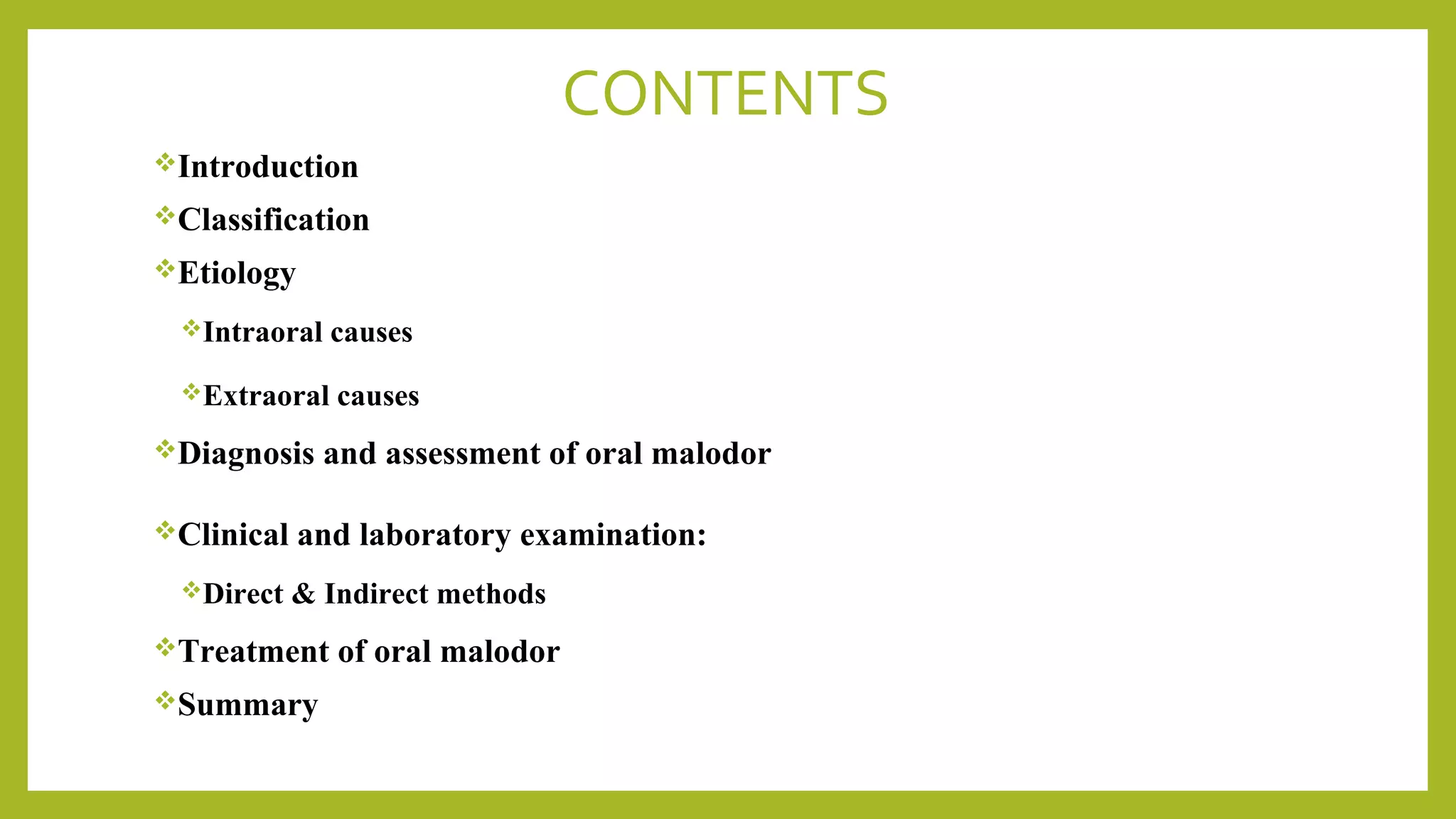 Oral malodor | PPT