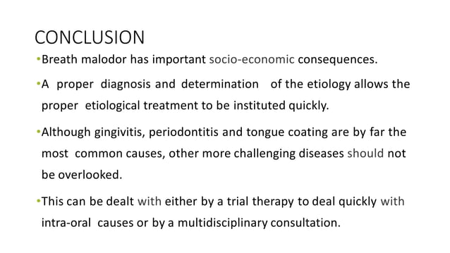 Oral malodor, halitosis or bad breath | PPT
