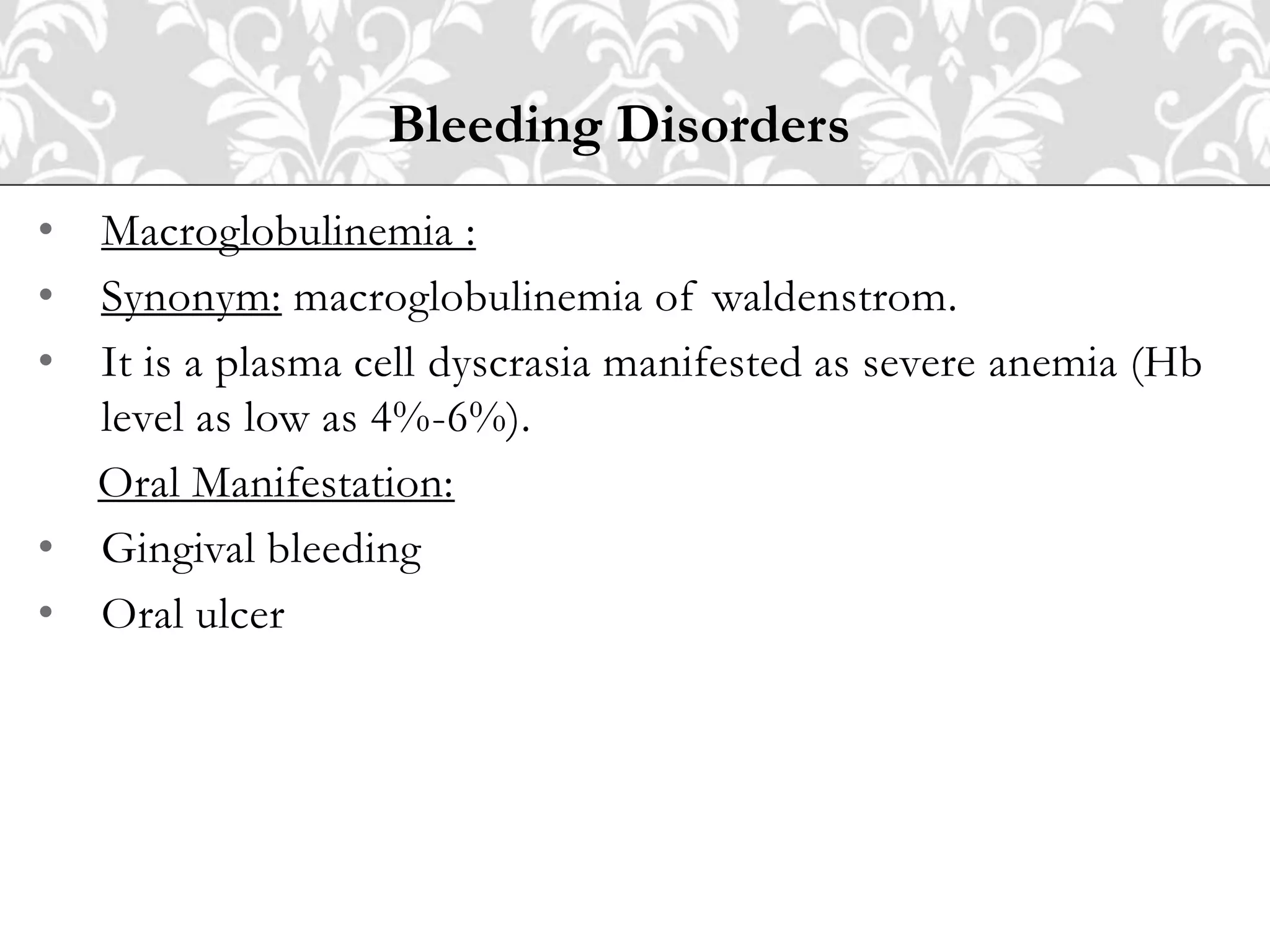 Oral manifestation of bleeding disorders | PPTX