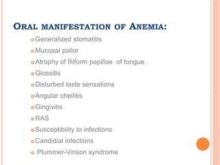 Oral manifestations of blood disorders | PPTX