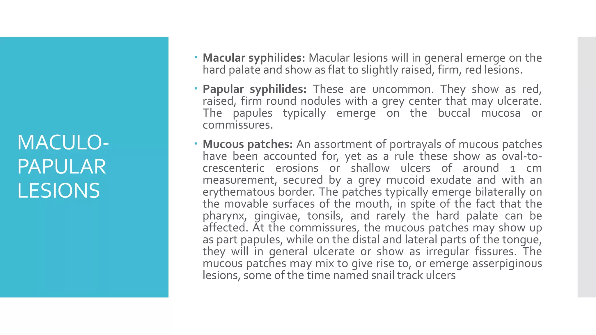 ORAL MANIFESTATIONS OF SYPHILIS-A review | PPTX