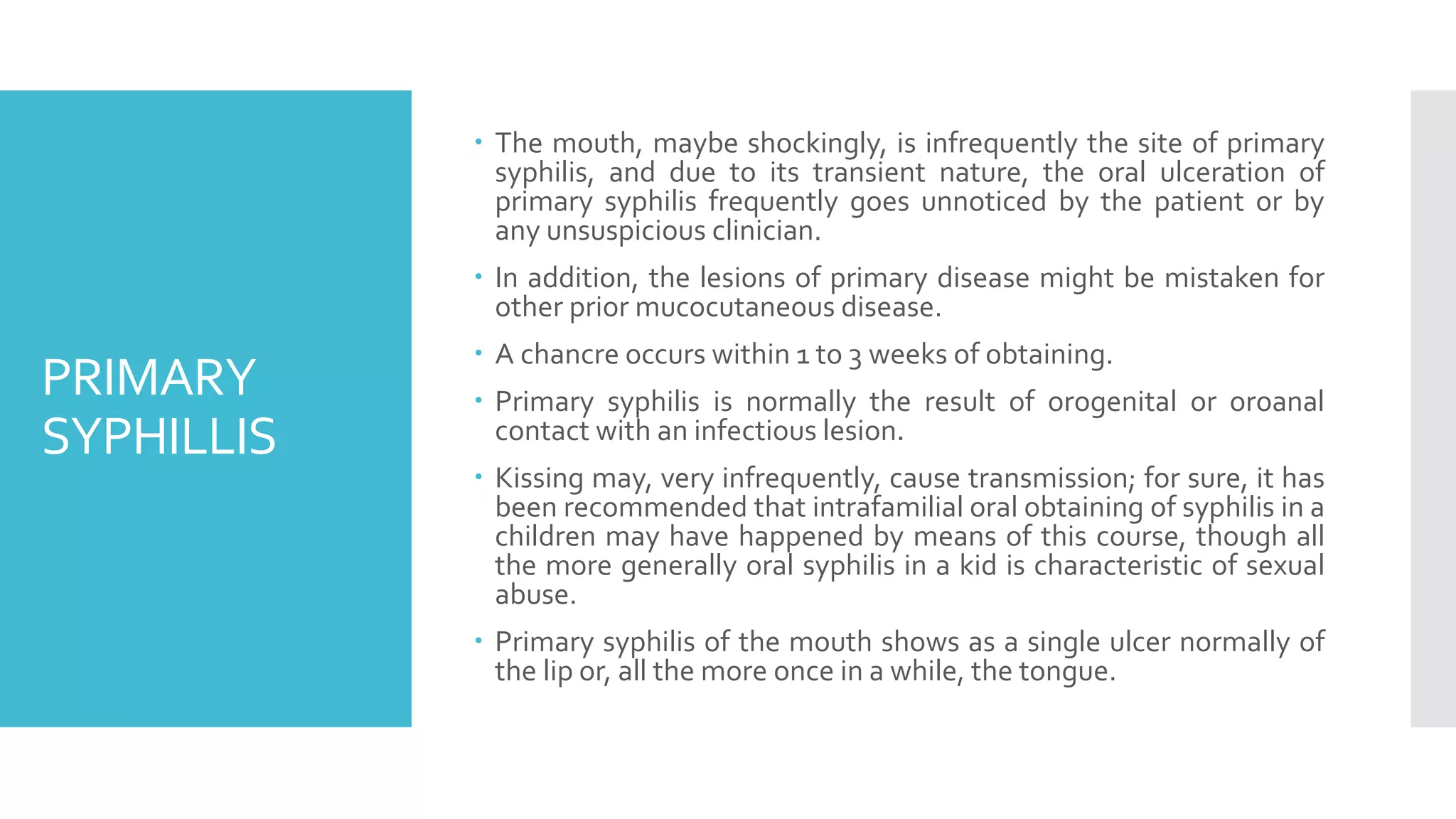 ORAL MANIFESTATIONS OF SYPHILIS-A review | PPTX