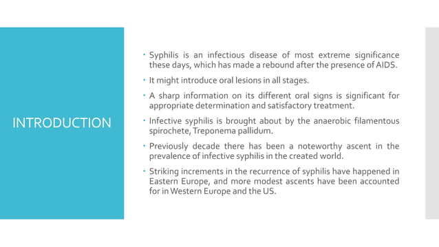ORAL MANIFESTATIONS OF SYPHILIS-A review | PPTX