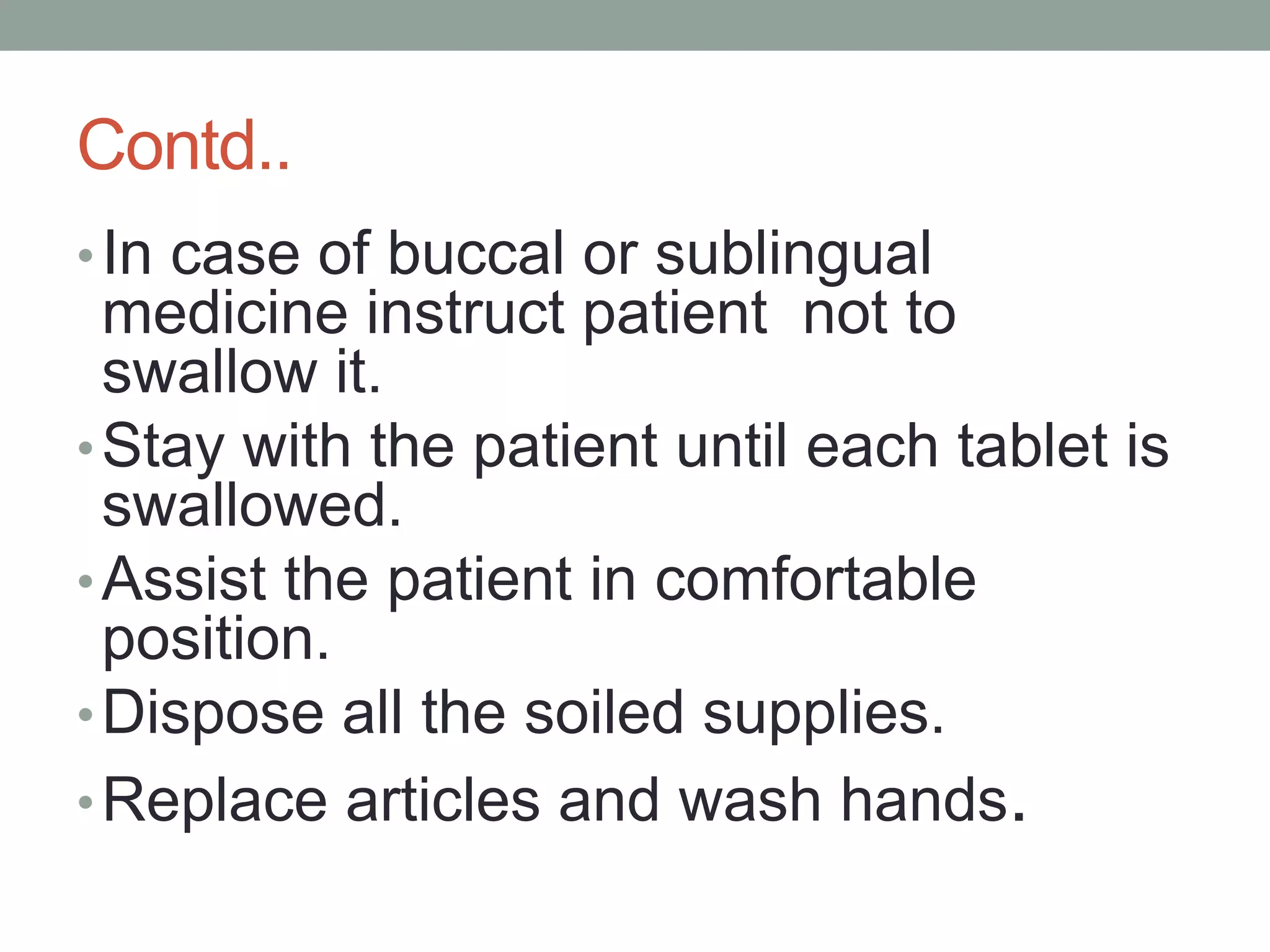 Oral medications Procedures of Administering Oral Medicines | PPTX