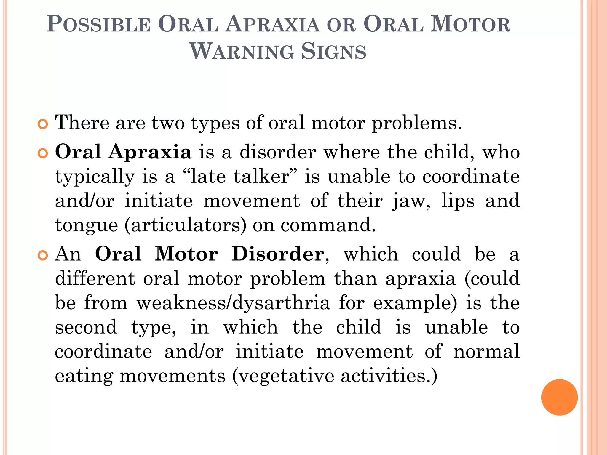 Oral motor therapies | PDF